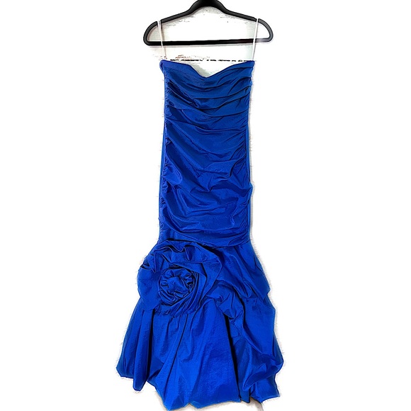 Vintage | Dresses | Vintage Cindy Royal Blue Ruched Mermaid Prom Dress ...